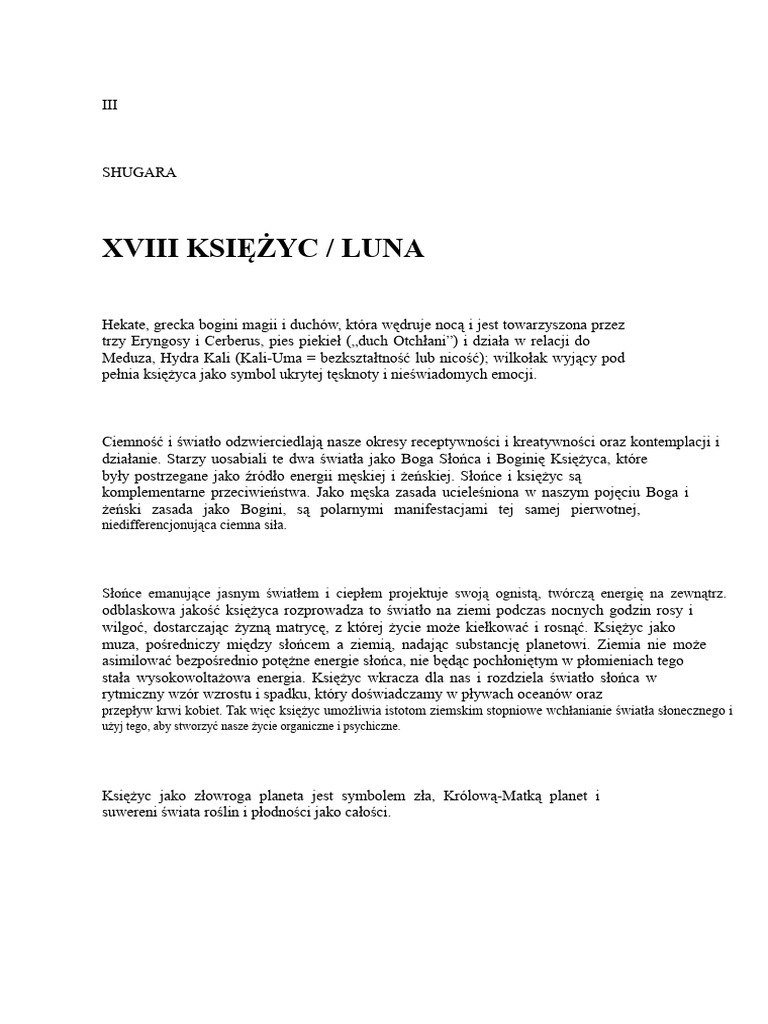III - Shugara - XVIII Księżyc | PDF