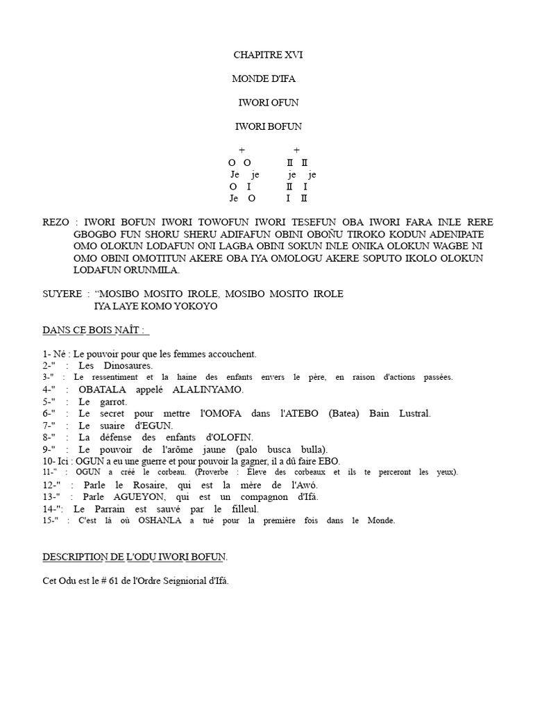 Odu Ifá : IWORI BOFUN et ses enseignements | PDF