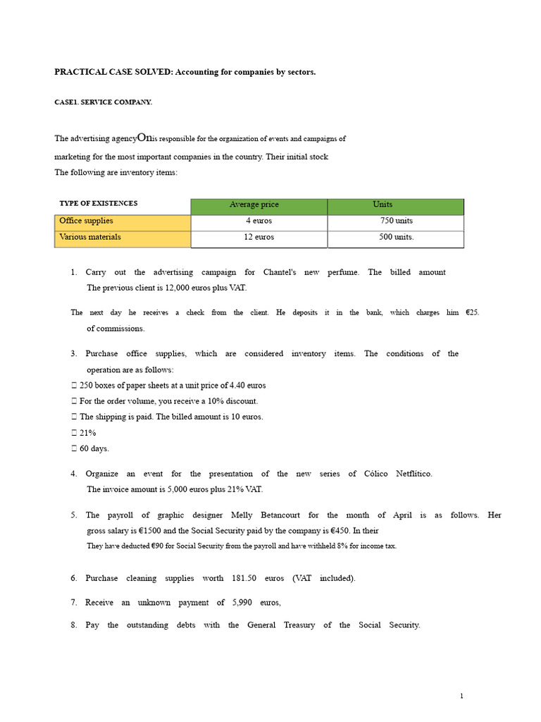 Accounting Case Studies by Sector | PDF | Value Added Tax | Payroll