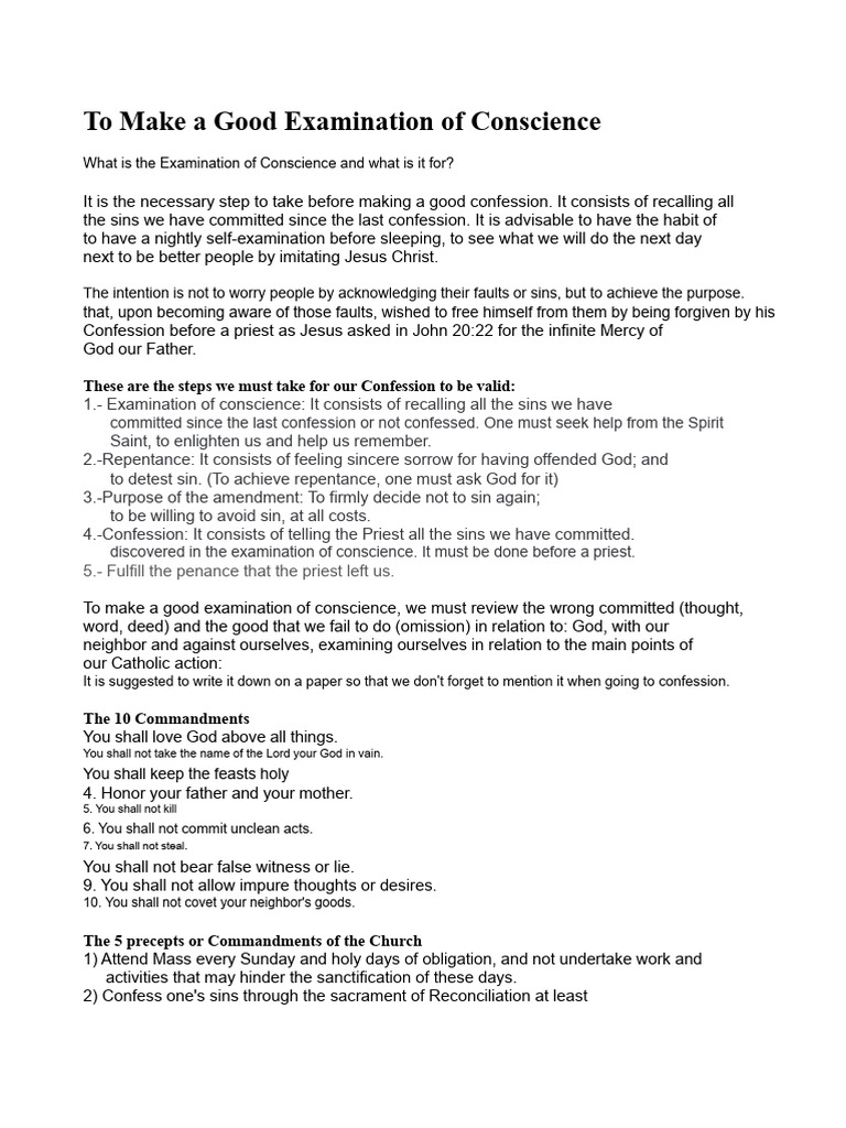 Guide to Effective Examination of Conscience | PDF | Confession ...
