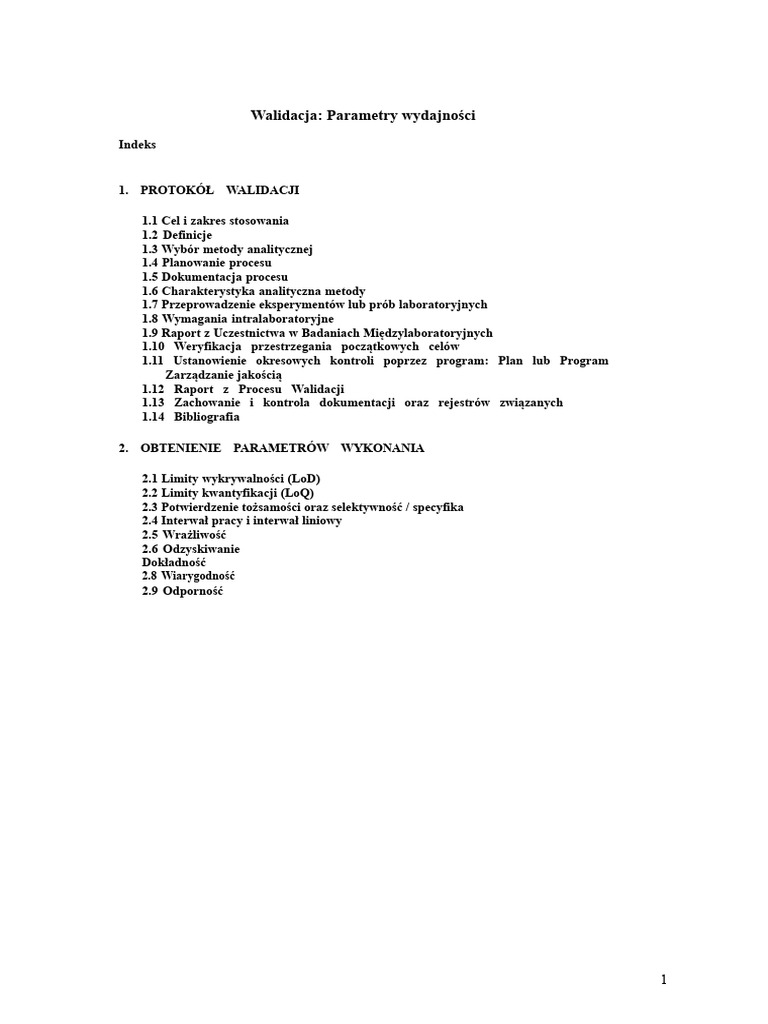 9-Walidacja Parametrów | PDF
