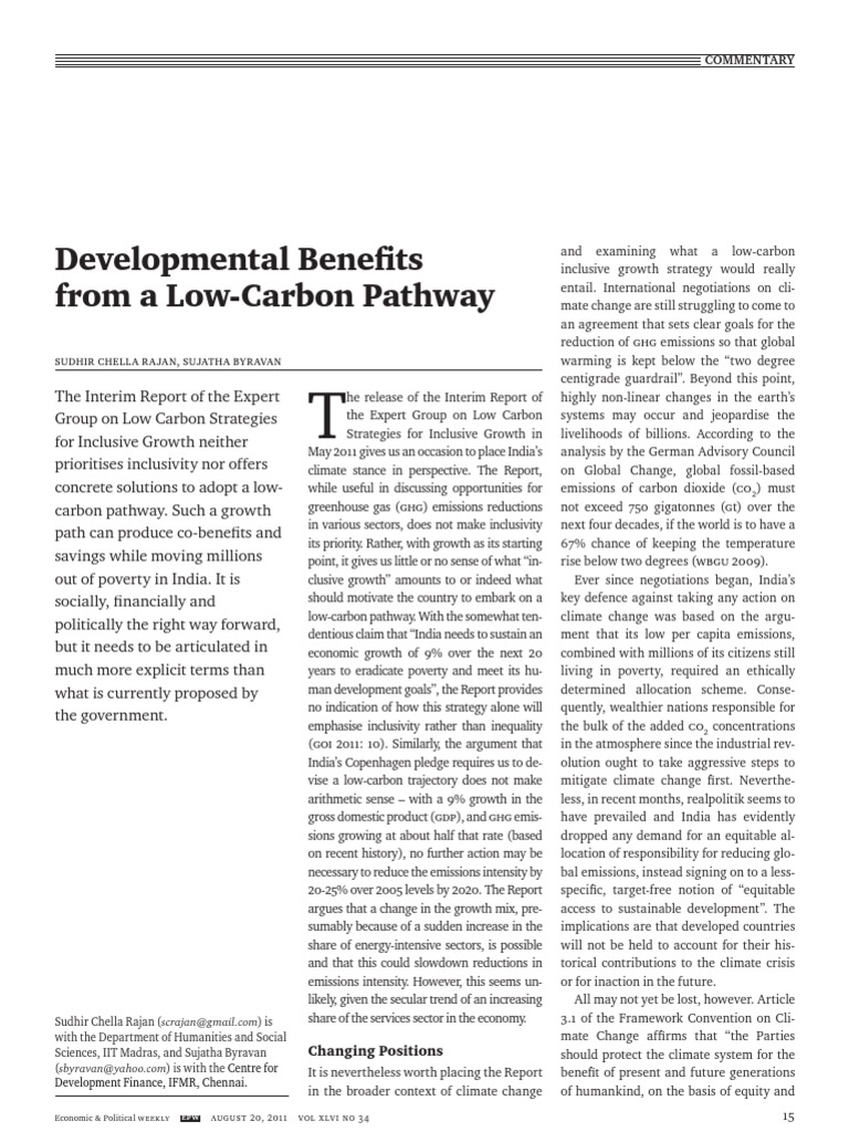 Developmental Benefits From A Low-Carbon Pathway | PDF | Low Carbon ...