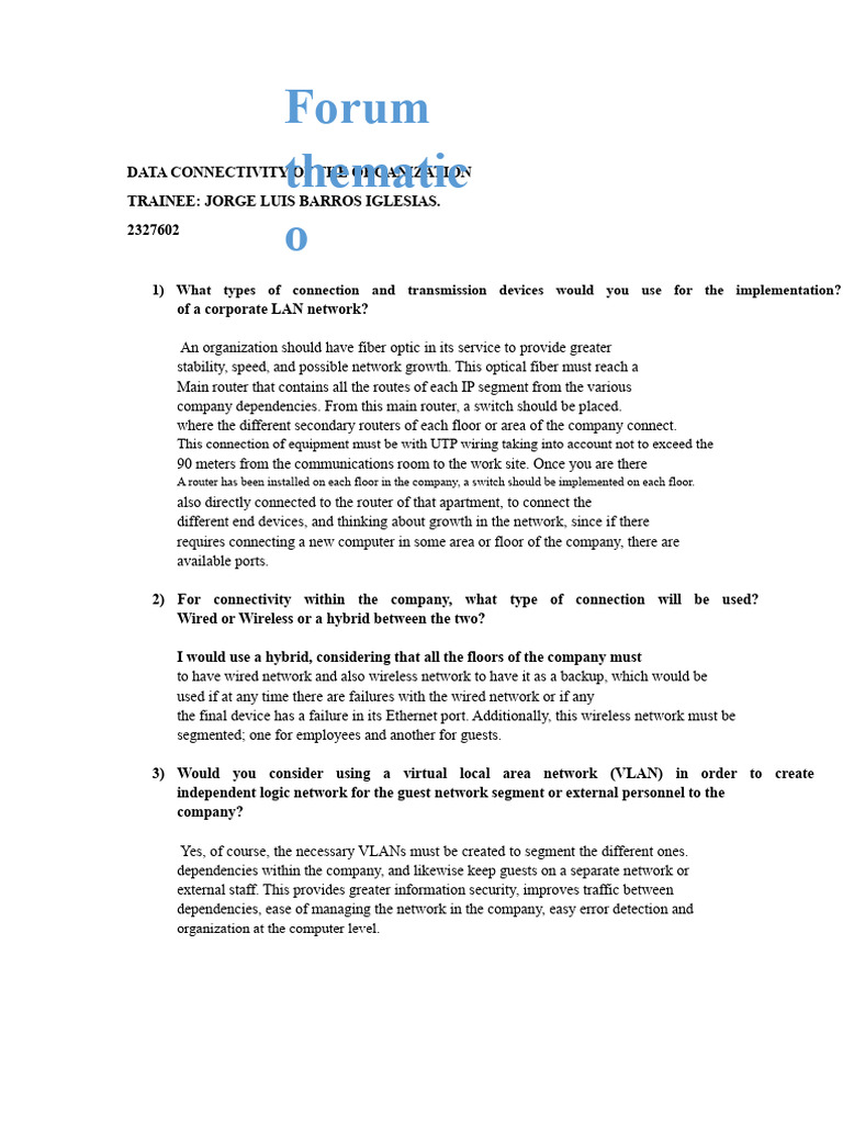 Corporate LAN Network Connectivity Guide | PDF | Computer Network ...