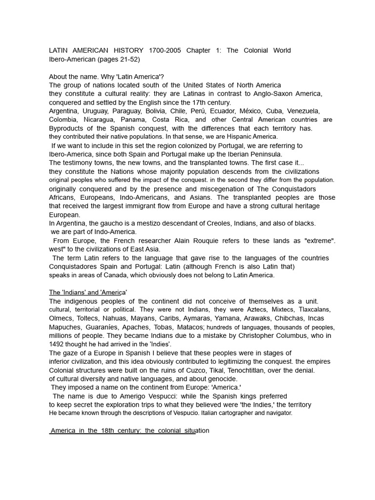 Latin American Colonial History Overview | PDF | Latin America ...