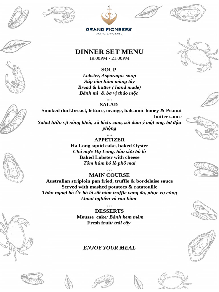 Dinner Set Menu 2n1đ | PDF