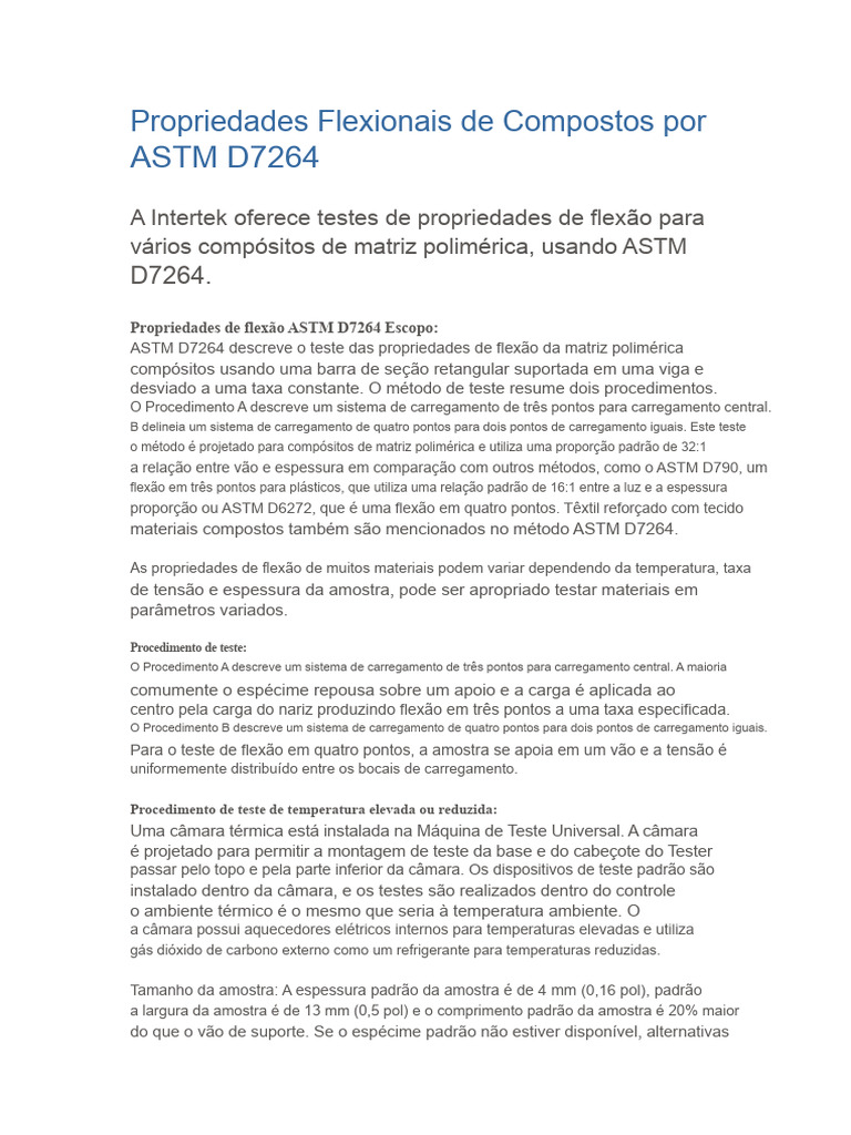 ASTM D7264 - Bending Test On Composites | PDF | Polímeros | Material ...