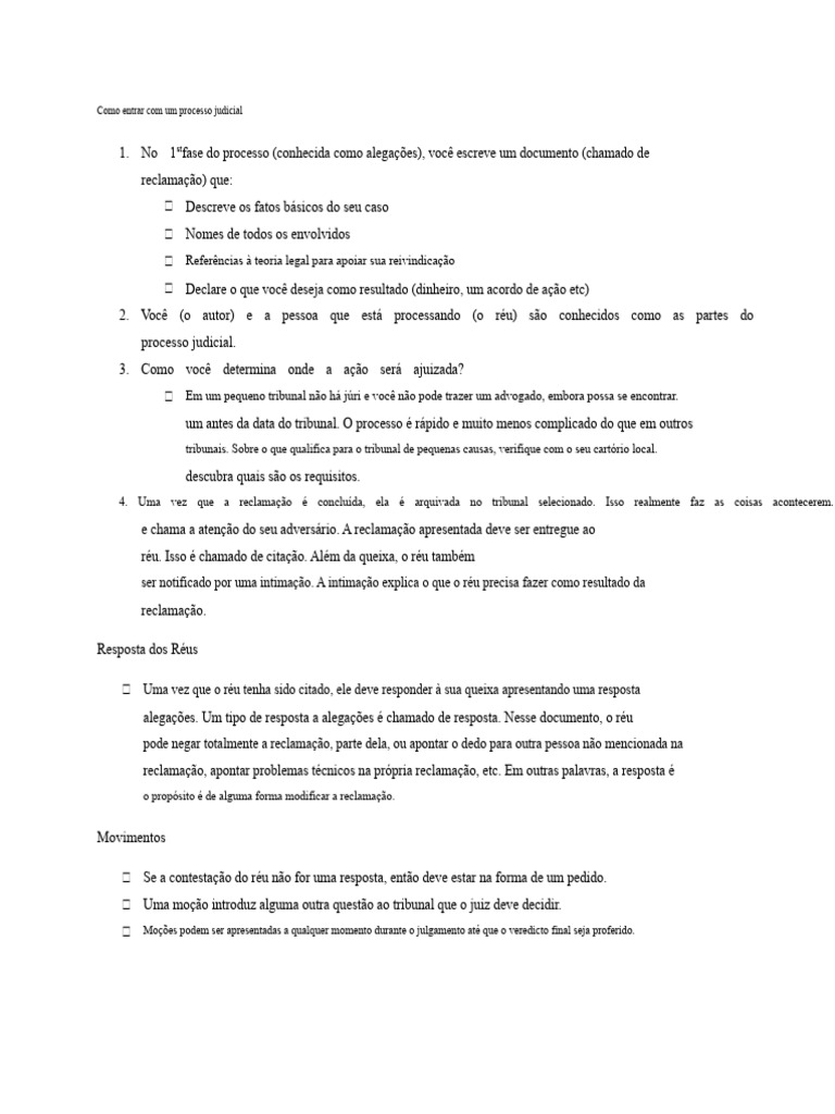 Como Entrar com um Processo Judicial | PDF | Réu | Propriedade privada
