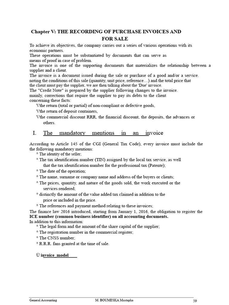 Chapter V - The Recording of Purchase and Sales Invoices - General ...