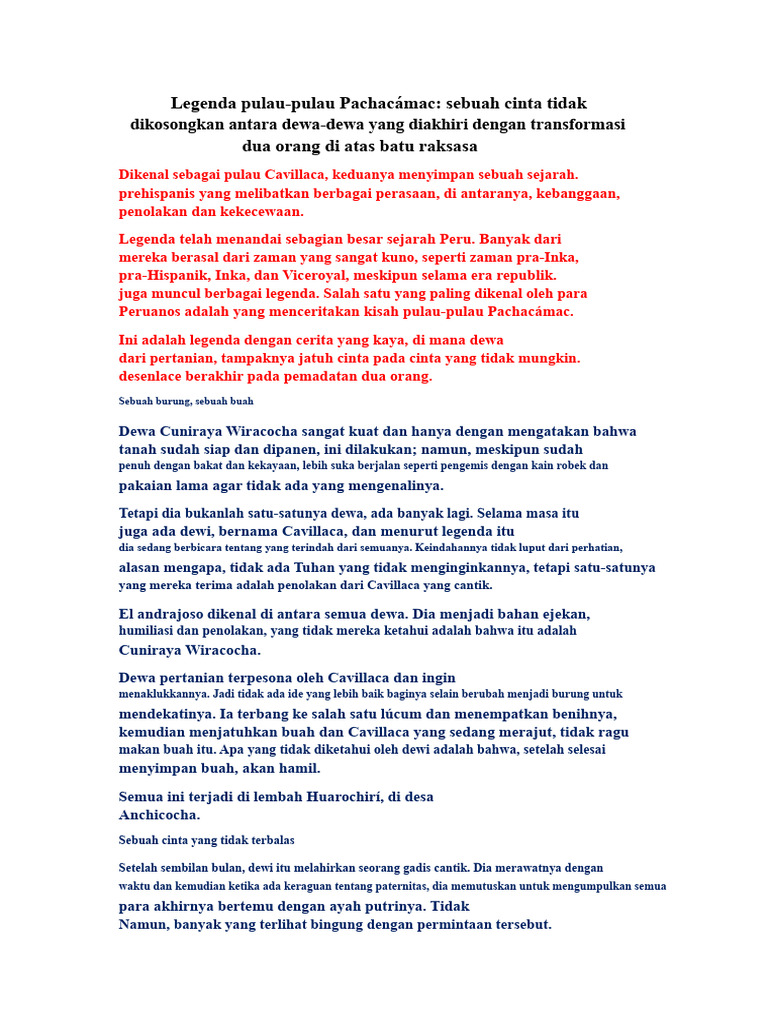 Legenda pulau-pulau Pachacámac | PDF