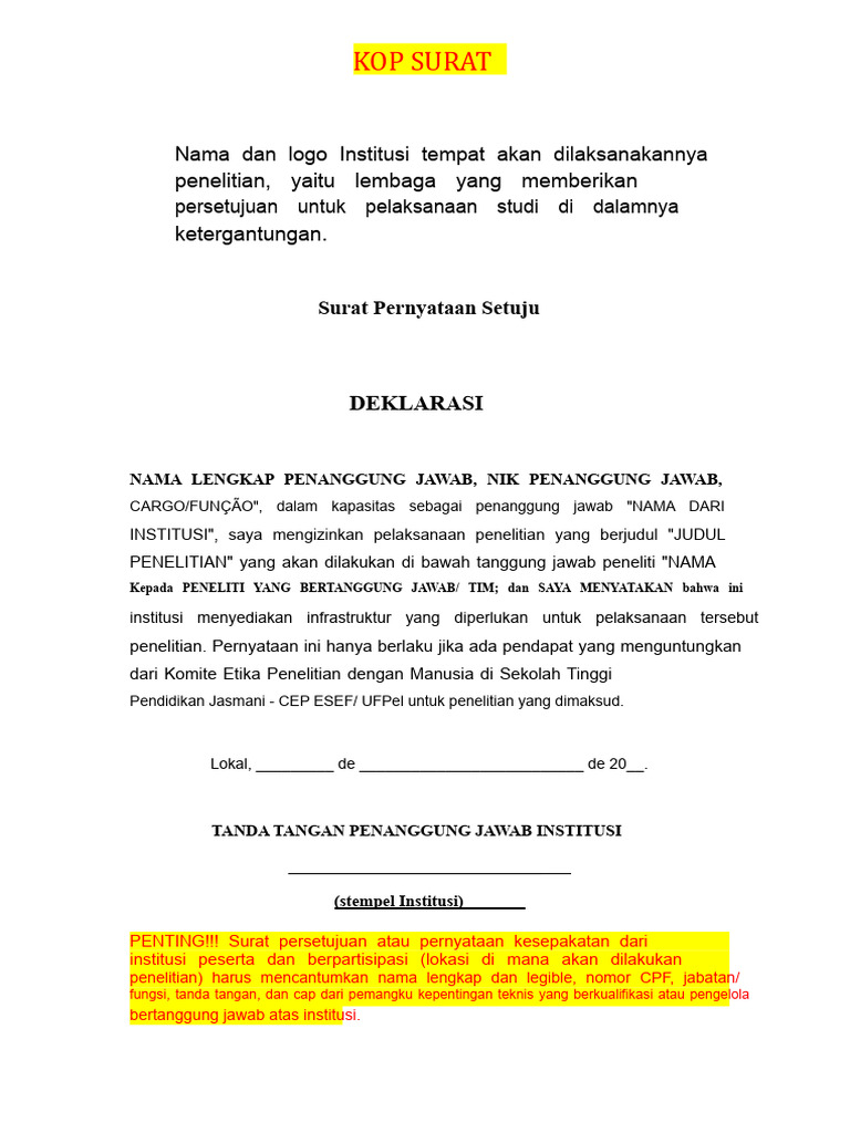 Surat Persetujuan Penelitian Institusi | PDF