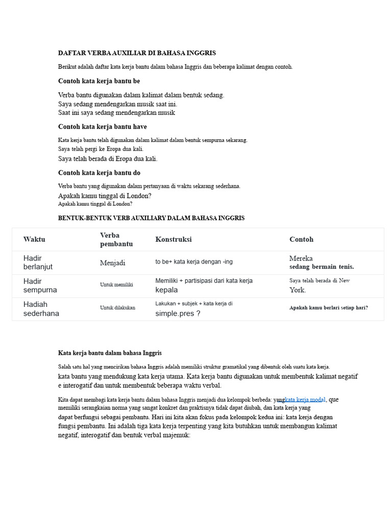 Kata Kerja Bantu | PDF