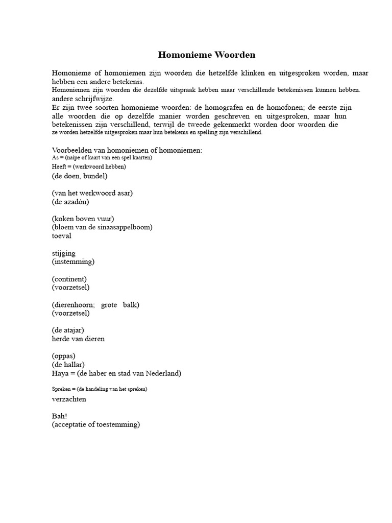 Homonieme Woorden | PDF