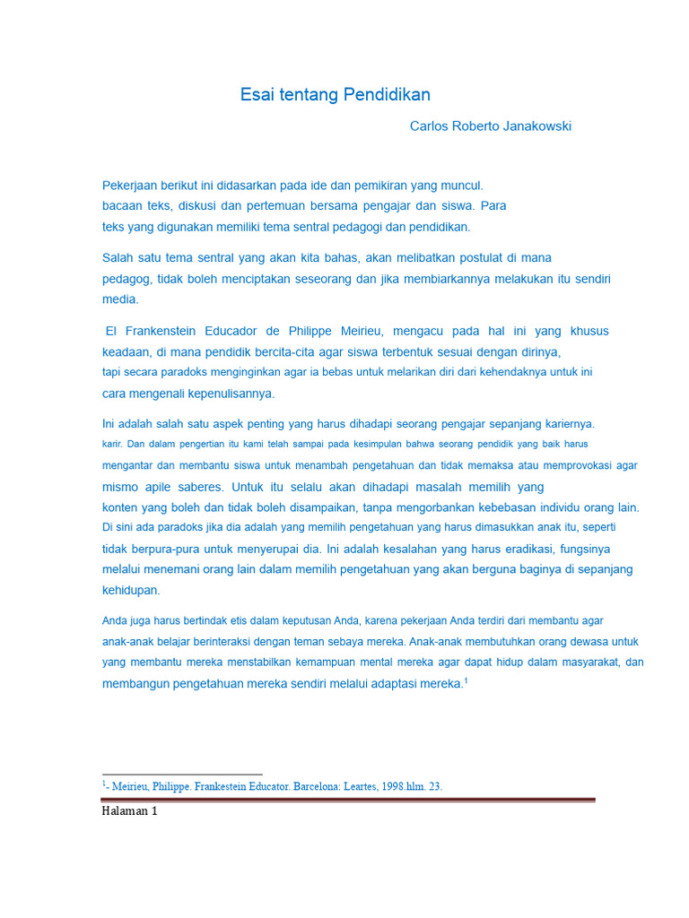 Esai Tentang Pendidikan | PDF