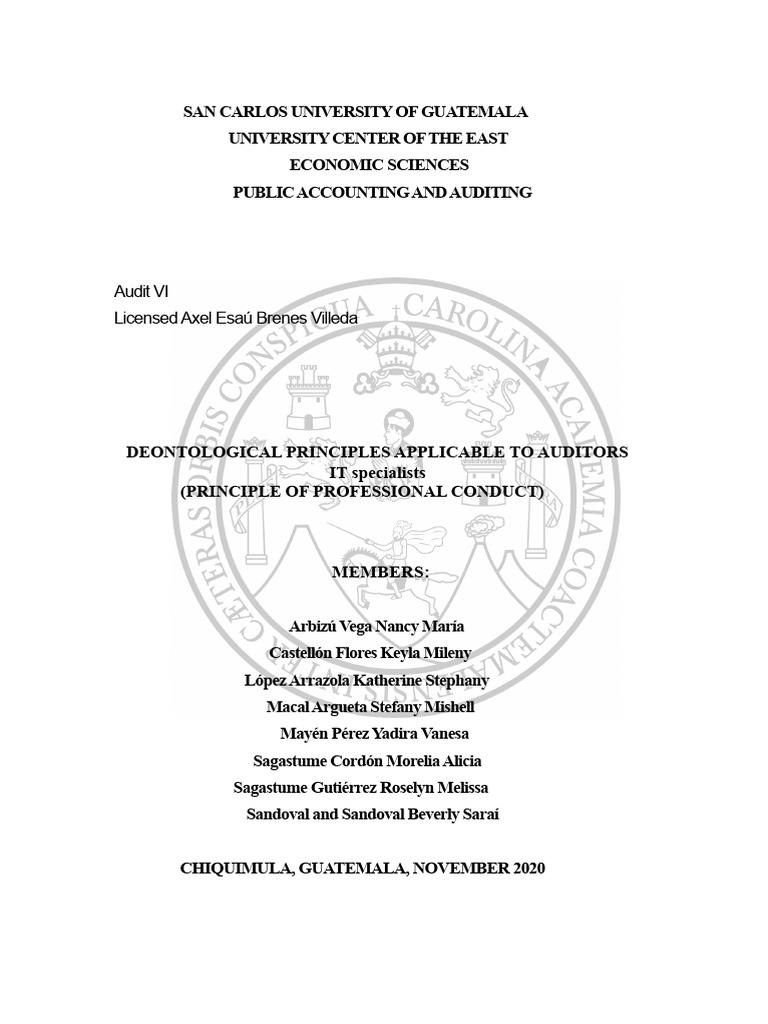 PRINCIPLE OF PROFESSIONAL BEHAVIOR OF THE AUDITOR | PDF | Audit ...