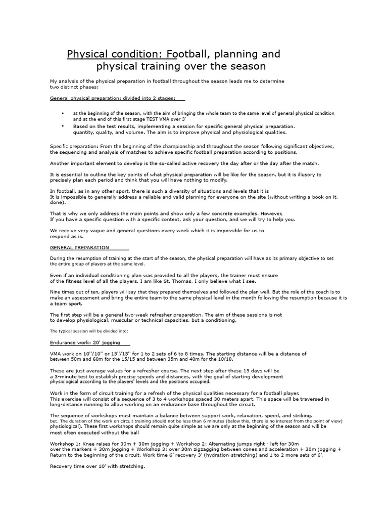 Football Season Physical Training Guide | PDF | Strength Training | Physical Exercise