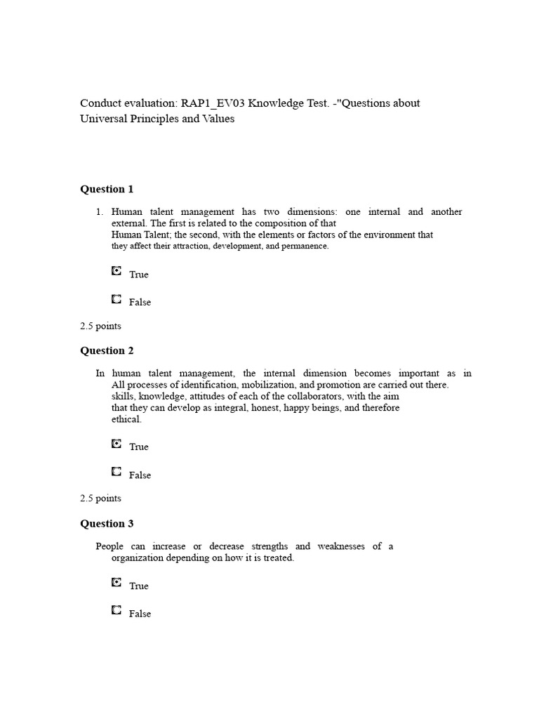 Human Talent Management Knowledge Test | PDF | Talent Management | Goal