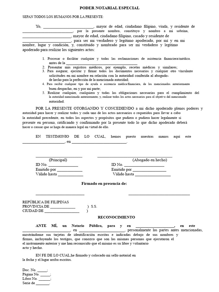 Poder Notarial Especial en Filipinas | PDF
