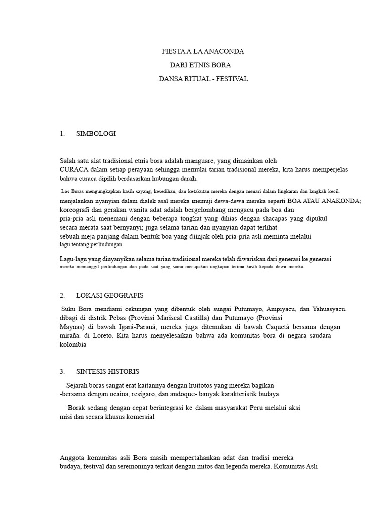perayaan anaconda Etnis Bora | PDF