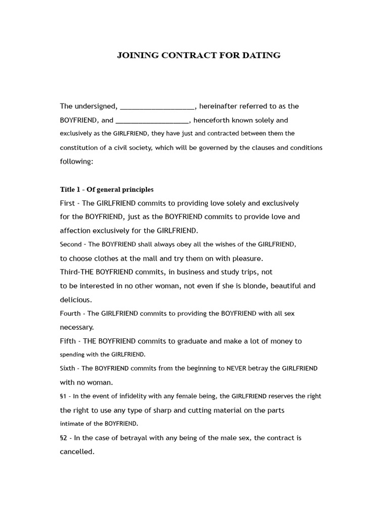 Contract of Adherence To Dating | PDF | Justice | Crime & Violence