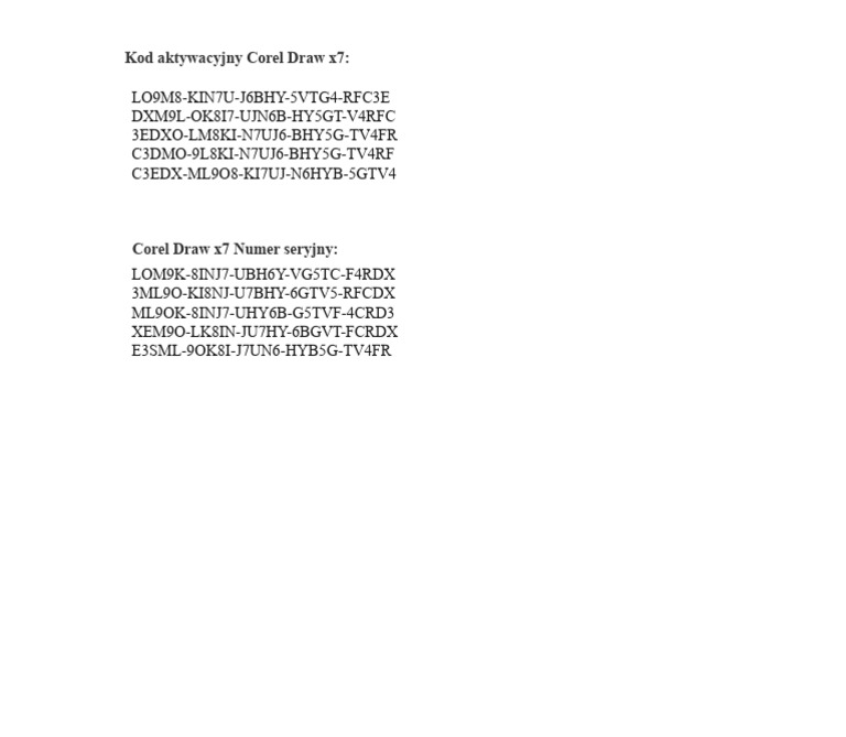 Kody Corel Draw X7 | PDF