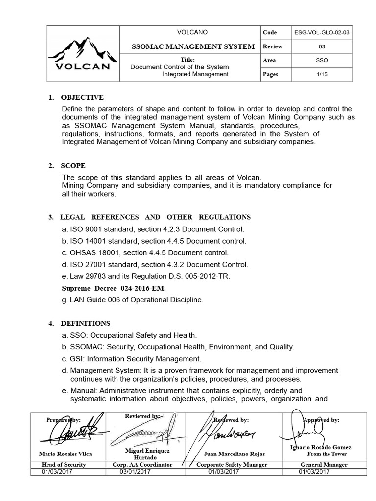 ESG-VOL-GLO-02-03 Document Control Standard of The SGI | PDF ...