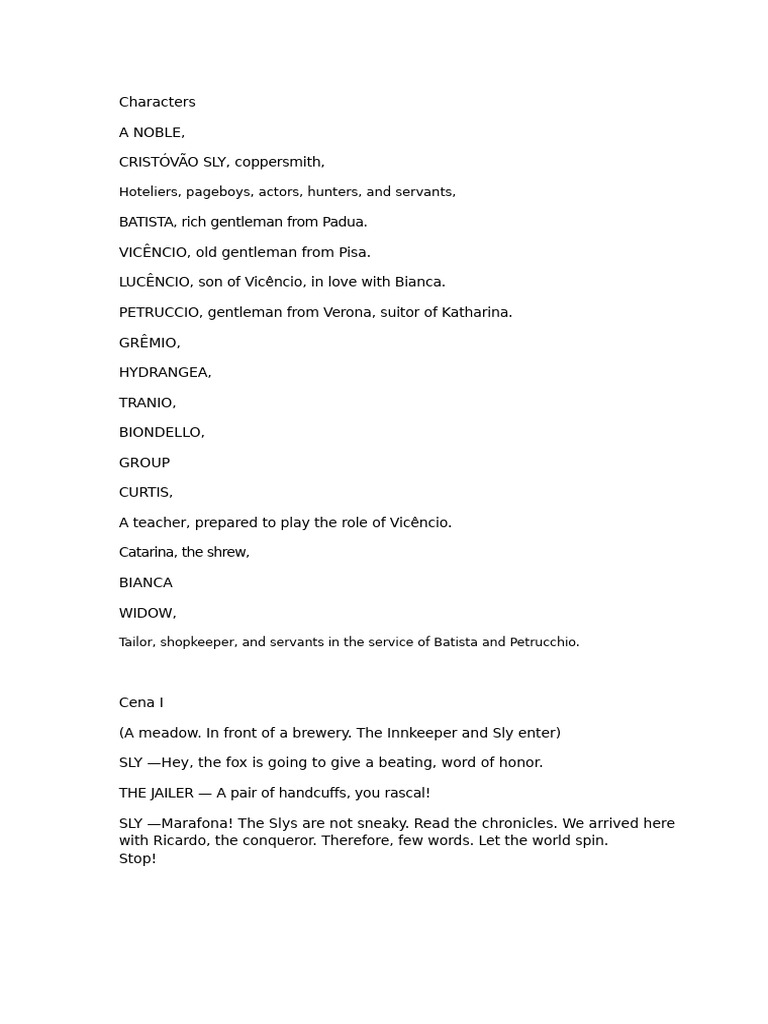 Characters from "The Taming of the Shrew" | PDF | The Taming Of The ...