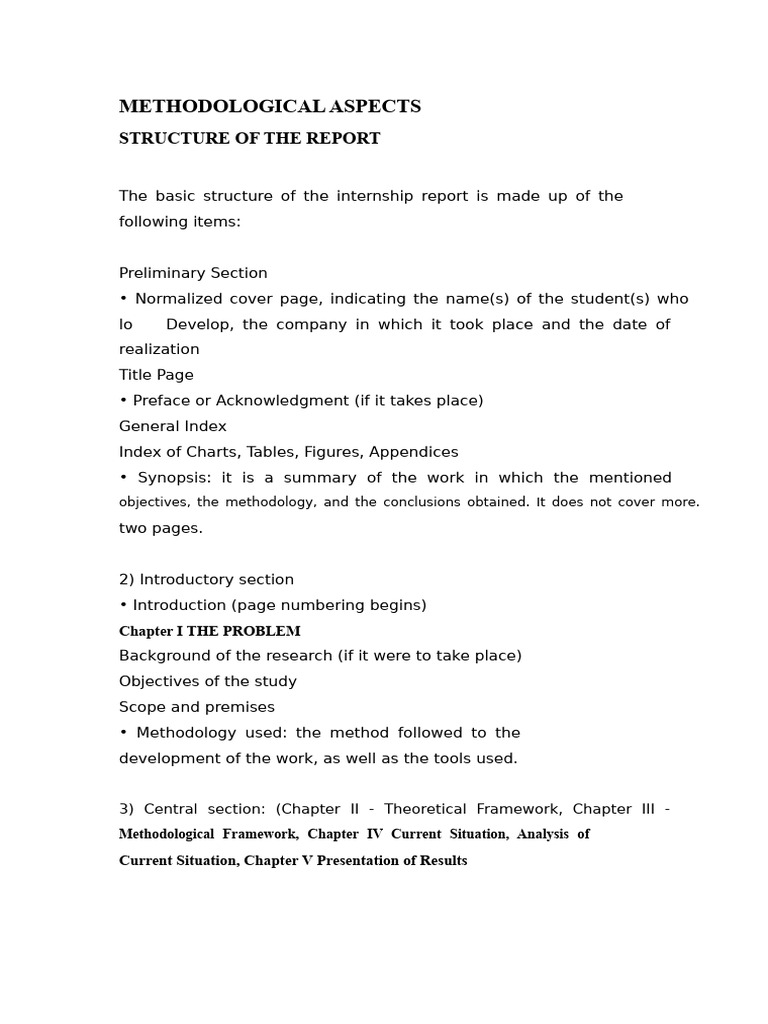 METHODOLOGICAL ASPECTS On How To Write The Internship Report | PDF ...