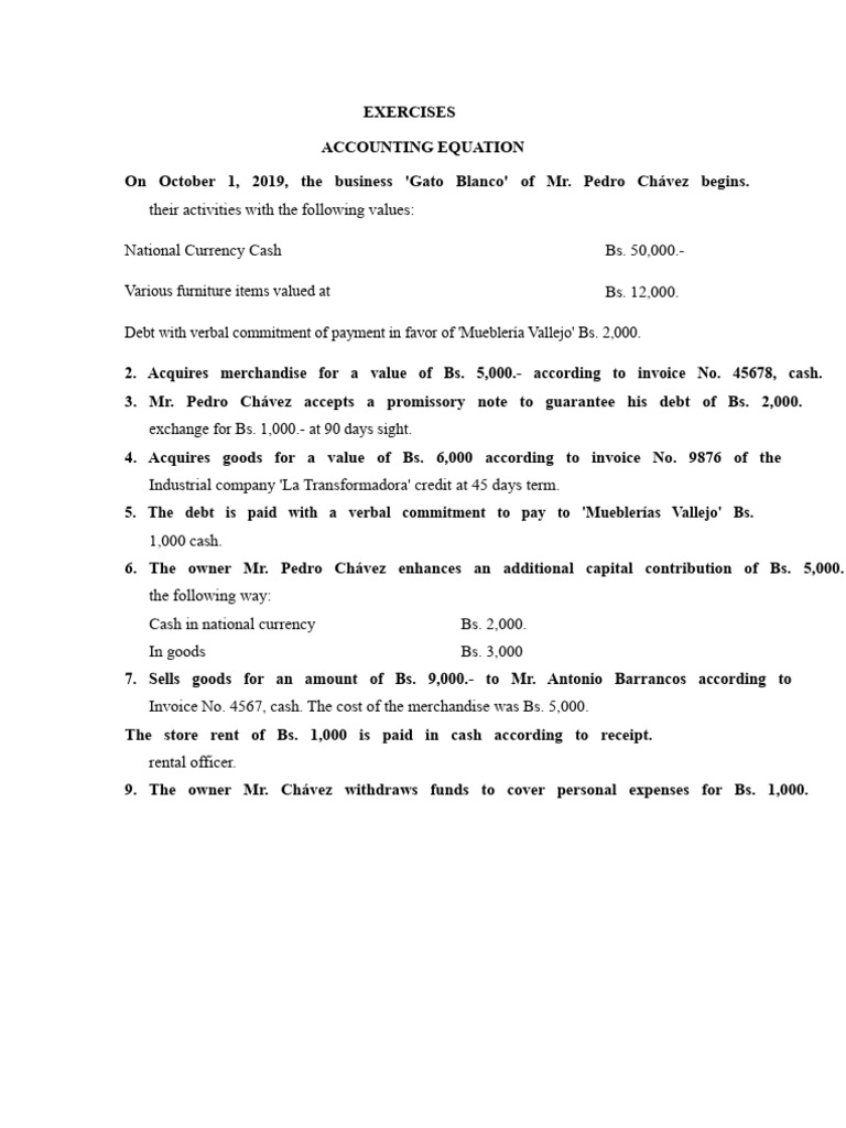 Accounting Equation Exercises | PDF
