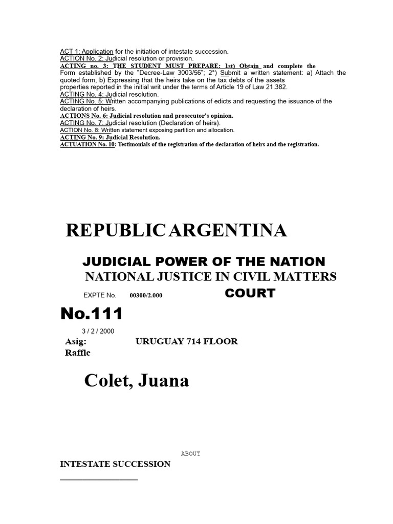 Initiation of intestate succession document. | PDF | Inheritance | Deed