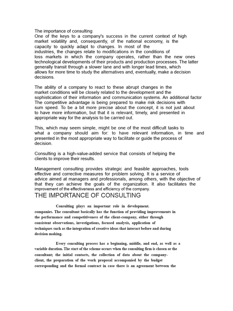The Value of Management Consulting | PDF | Consultant | Decision Making