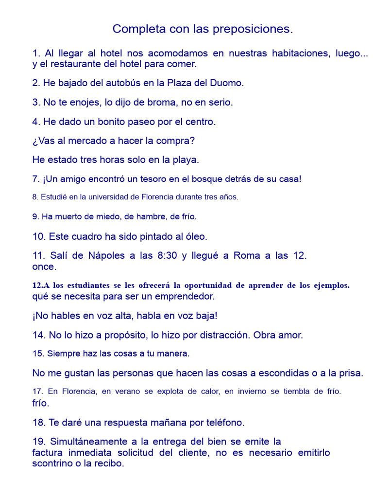 Preposiciones articuladas en español | PDF