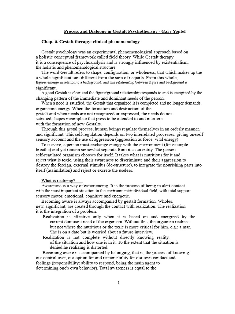Gestalt Therapy: Clinical Phenomenology Insights | PDF | Gestalt ...