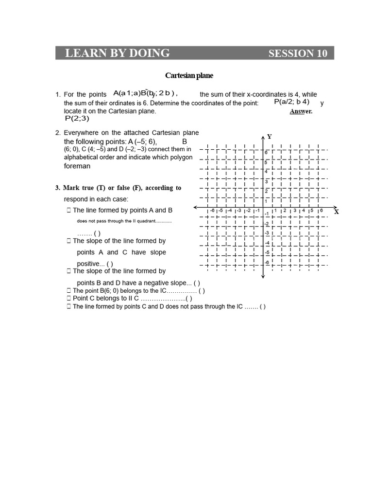Ahs10 Cartesian Plane and Equation of the Line | PDF | Line (Geometry ...