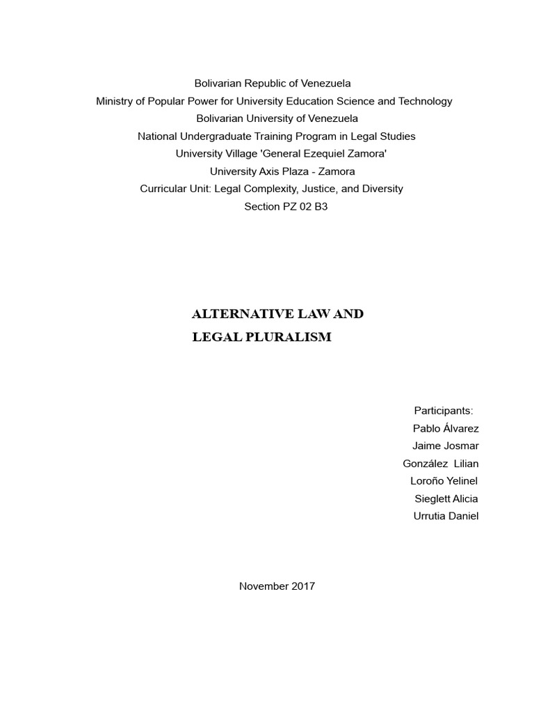 Alternative Law Pluralistic Jurisprudence | PDF | Venezuela | Justice