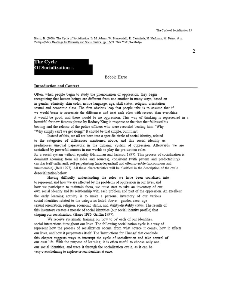 2. Socialization cycle | PDF | Socialization | Critical Thinking
