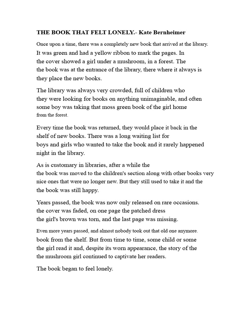 The Book That Felt Lonely | PDF
