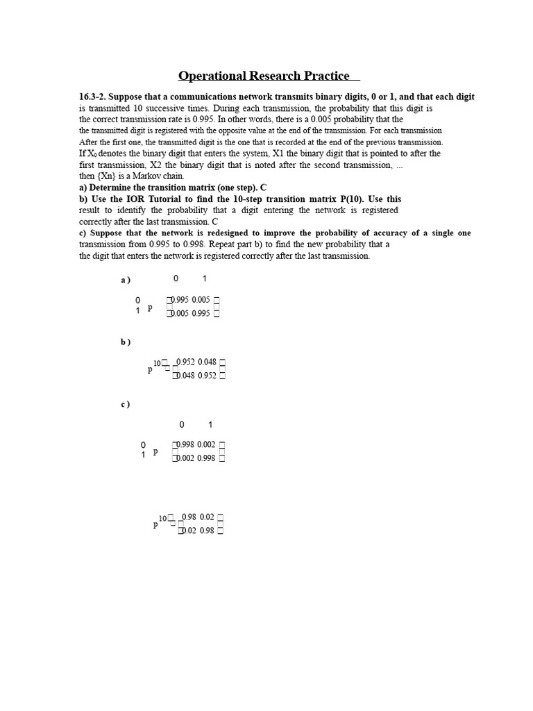 Markov Chains Practice | PDF | Markov Chain | Applied Mathematics