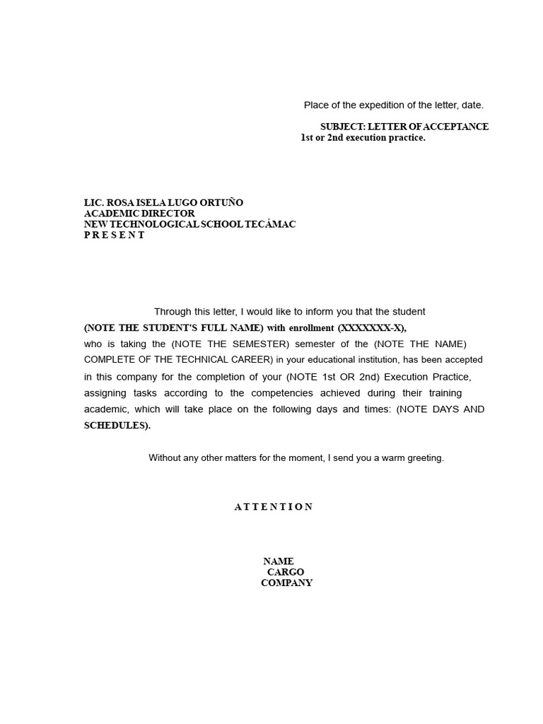 Acceptance Letter of Execution Project | PDF