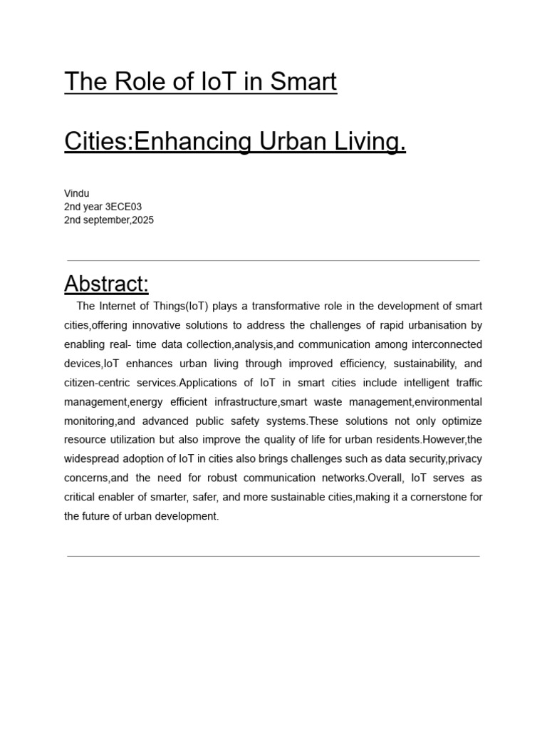 The Role of IoT in Smart Cities.-1 | PDF | Environmental Social Science ...