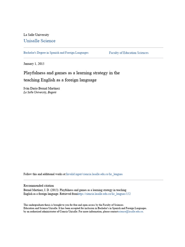 Playfulness in Teaching English Language | PDF | Learning | Teachers