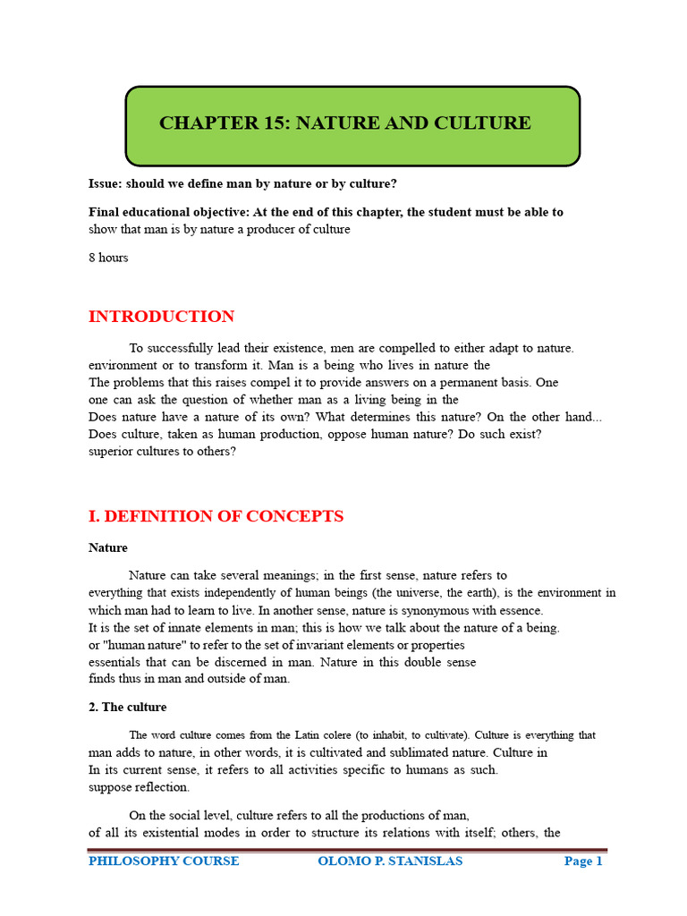 Nature vs. Culture: Defining Humanity | PDF | Human Nature | Existence