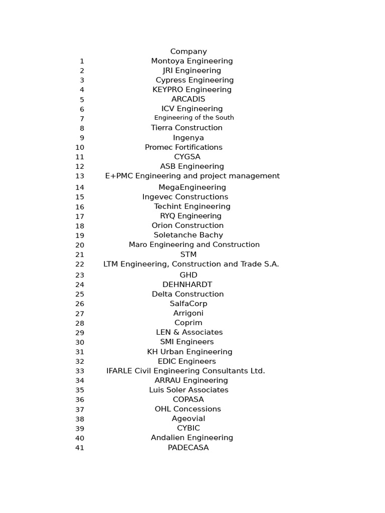 Engineering Companies | PDF | Santiago | Chile
