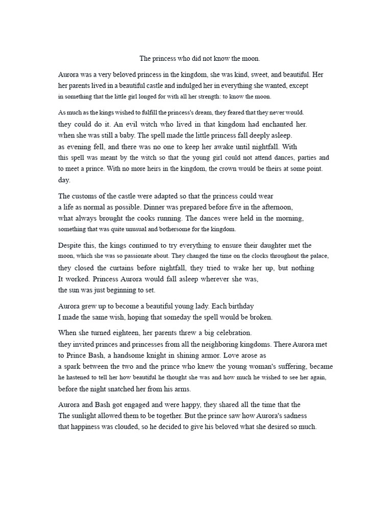 The Princess Who Did Not Know The Moon | PDF | Folklore | Fairy Tales