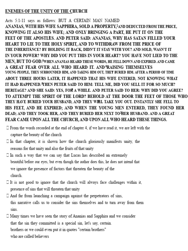 Enemies Threatening Church Unity | PDF | Religious Belief And Doctrine