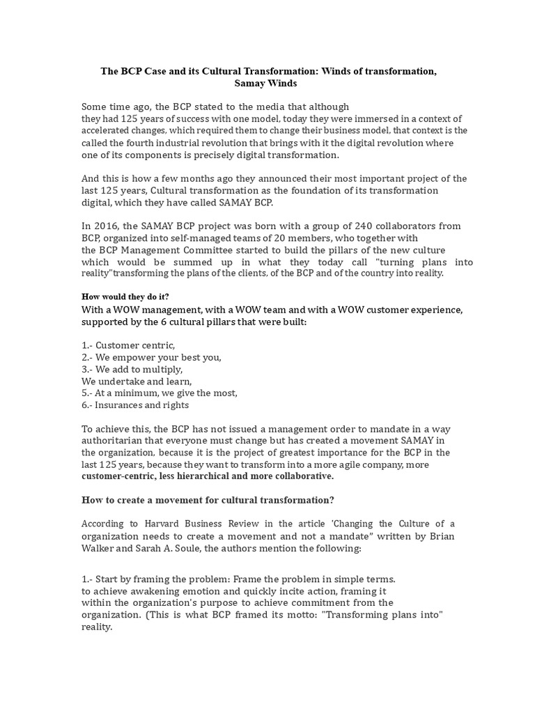 The BCP Case and Its Transformation | PDF | Social Psychology