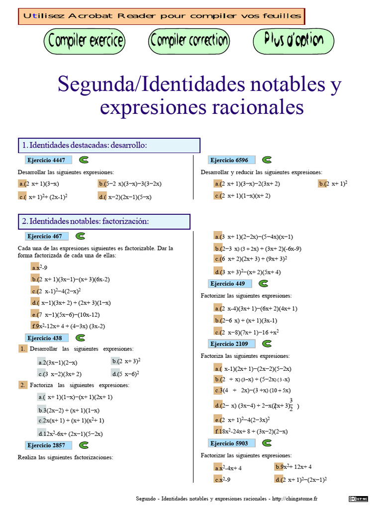 Chingatome-Segundo-Identidades Notables y Expresiones Racionales | PDF ...