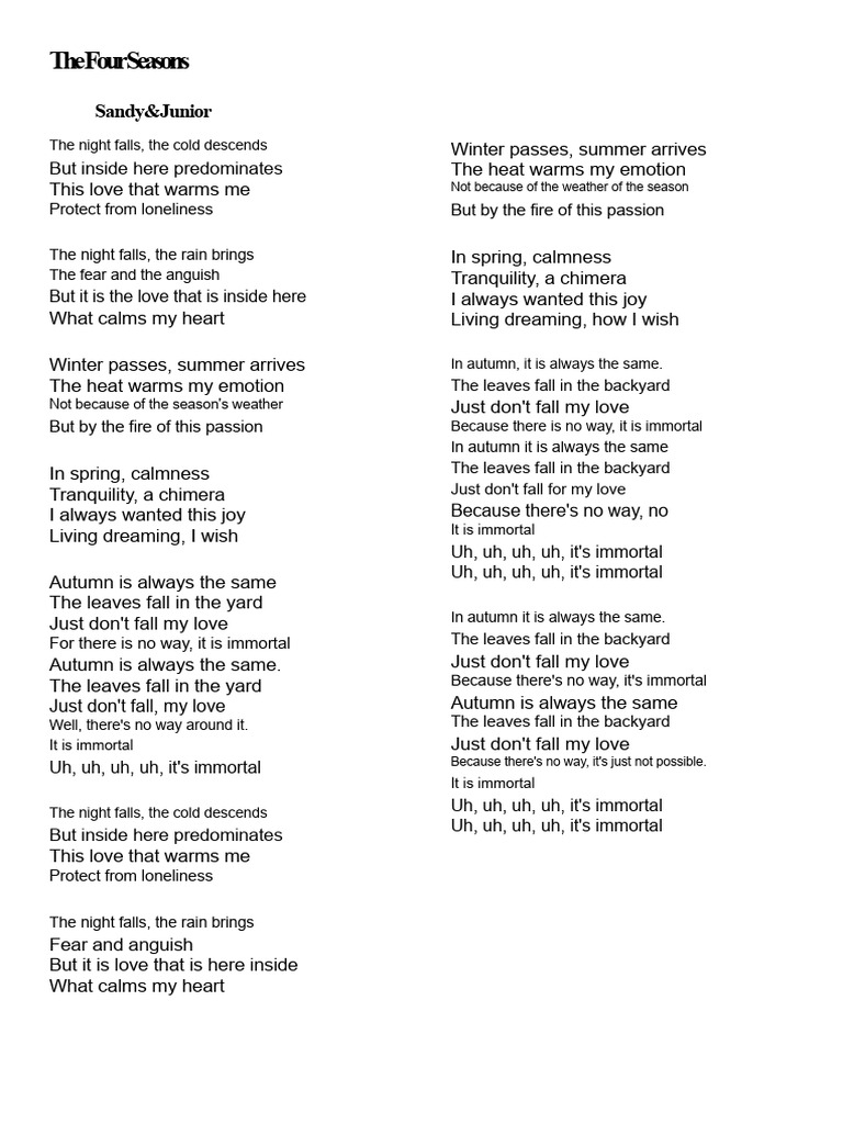 The Four Seasons Lyrics | PDF