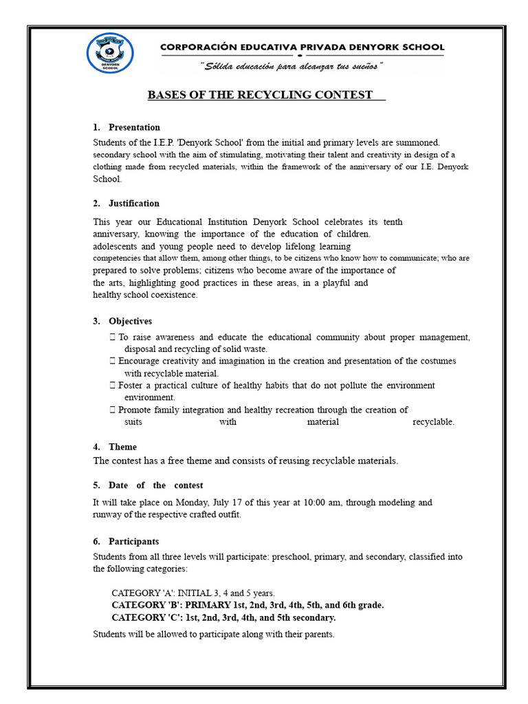 Rules - Recycling Contest 2023 | PDF | Clothing | Creativity