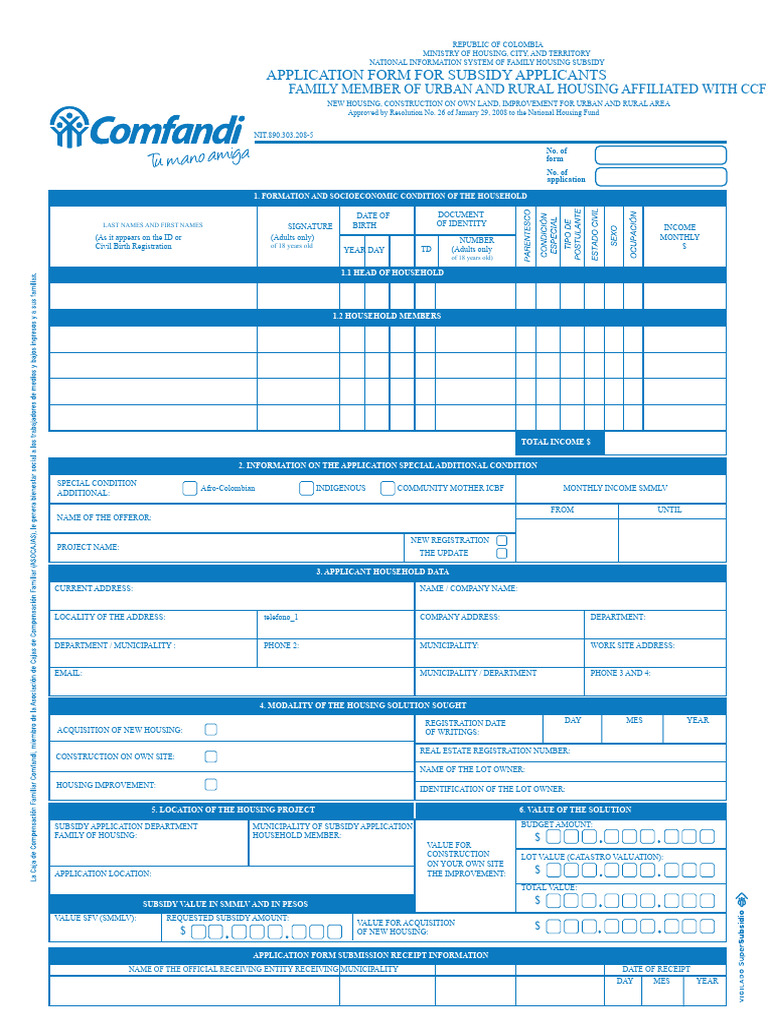Housing form-COMFANDI PDF | PDF | Identity Document | Credit