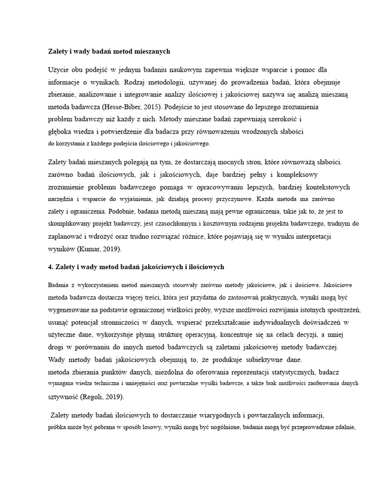 Zalety I Wady Badań Metodami Mieszanymi | PDF